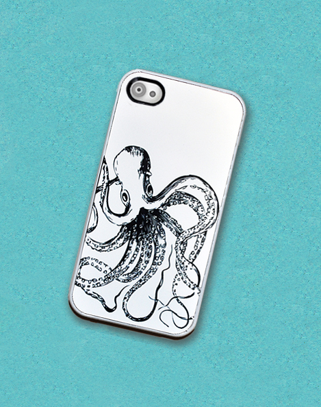 Vintage Styled Octopus Nautical Iphone Hard Case - Fits Iphone 4 And ...
